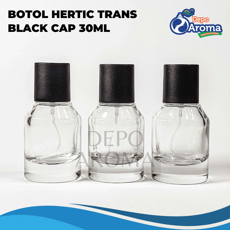 Botol Hertic Trans 30ml Black Cap | Grosir Parfum Depo Aroma